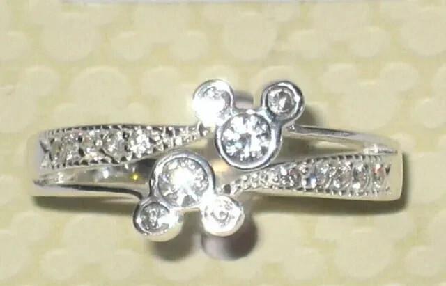 Women's Mickey Mouse Ring 14K White Gold Plated 2Ct Round Cut Simulated ...