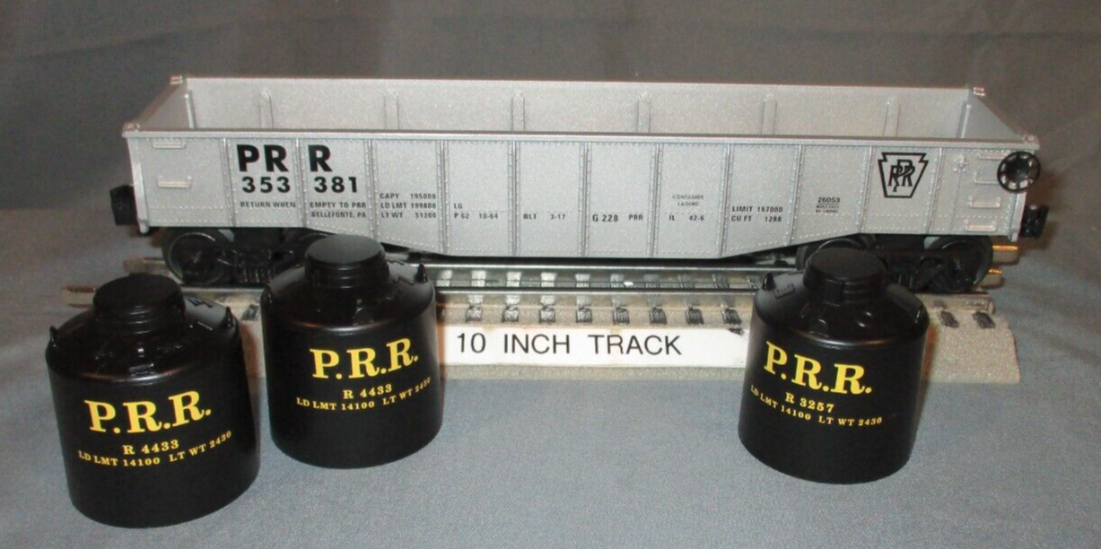 Lionel 26053 Pennsylvania PRR #353381 Gondola w/ 3 PRR Canisters O/027 ...