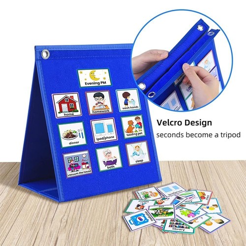Foldable Visual Schedule Chore Pocket Chart for Home and School | eBay ...