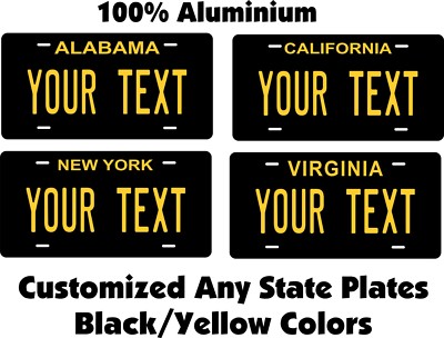 Any State Any Text Black Yellow Personalized Auto Bike Motorcycle ...