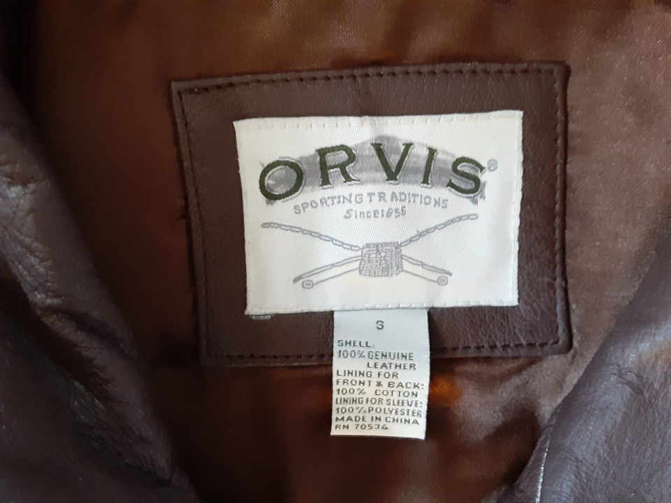 Orvis Mens or Women's Leather Hooded Coat Size Small Brown Jacket Heavy ...