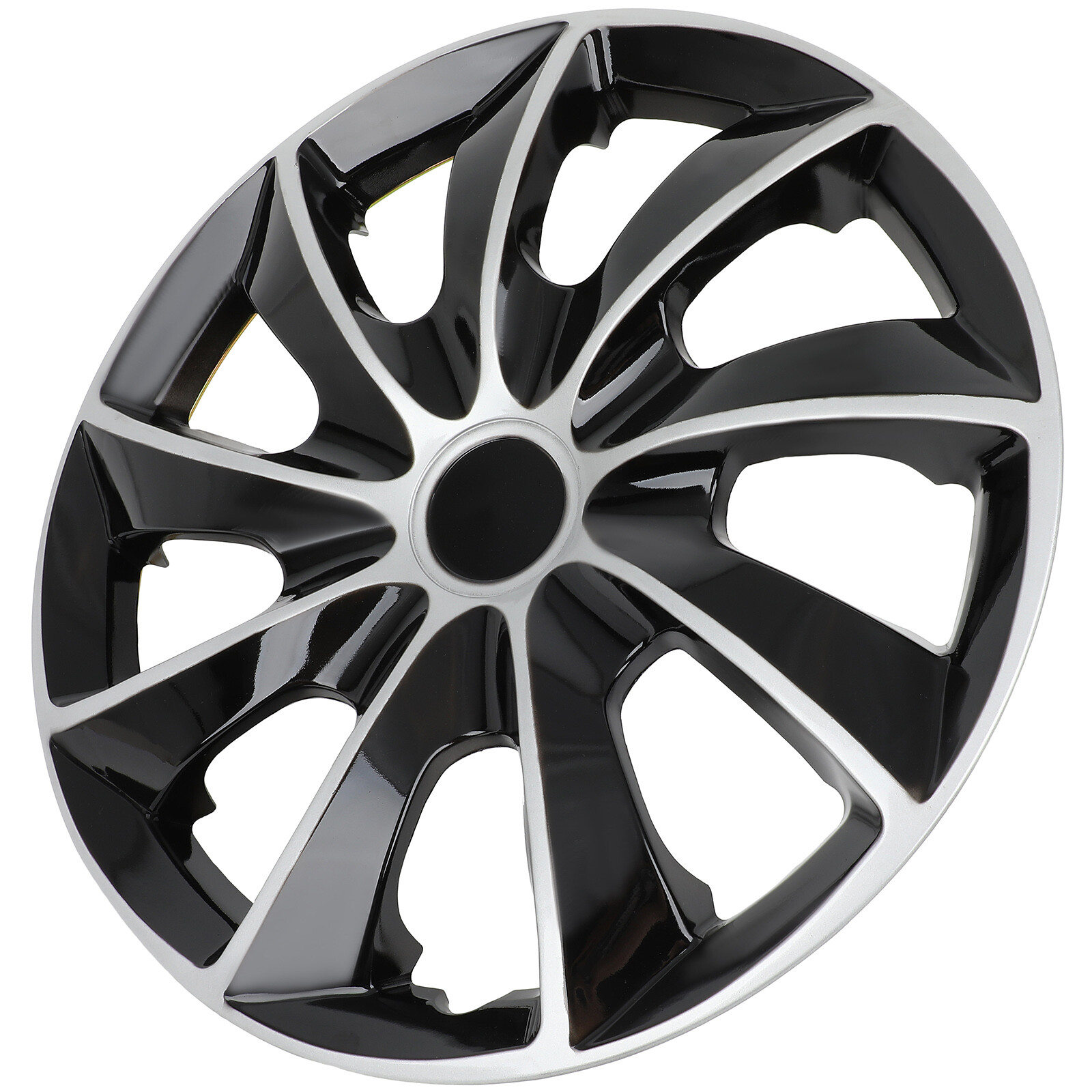 Set of 4 Fits All Makes Models 16 Inch Hub Caps Black & Silver Wheel ...