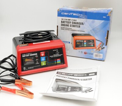 CEN-TECH 2/10/50A 12V Manual Charger With Engine Start 12 volt car ...