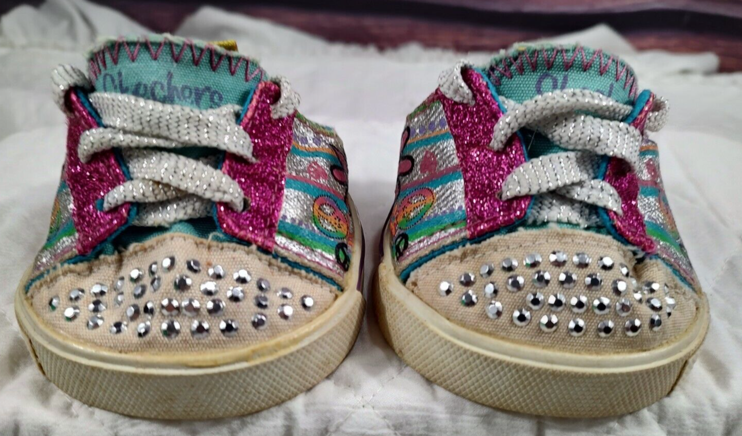 Build a Bear SKETCHERS Twinkle Toes Rhinestones PINK Glitter Shoes Pair ...