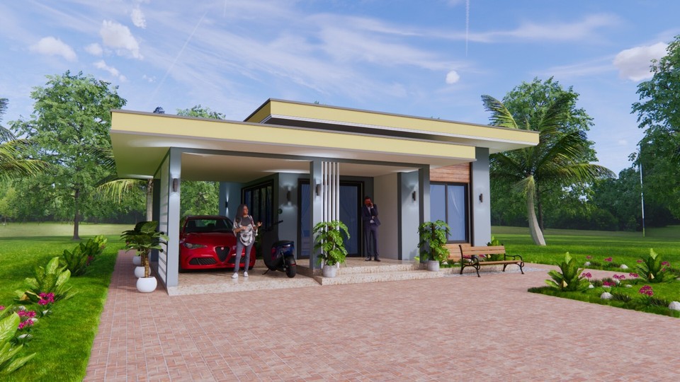 30x36 Feet House Design Plans 9x11 Meter 2 Bed 1 Bath Hidden Roof (A4 ...