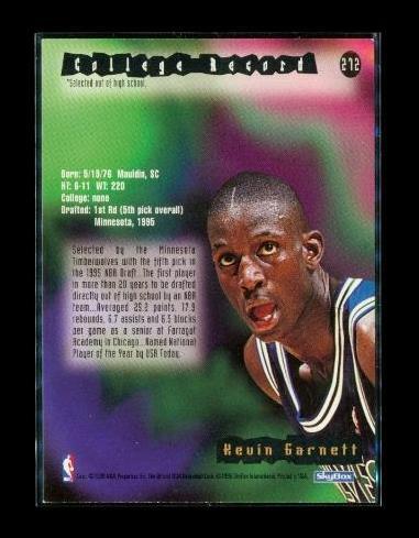Vintage 1995-96 SKYBOX ROOKIE Basketball Card #272 KEVIN GARNETT ...