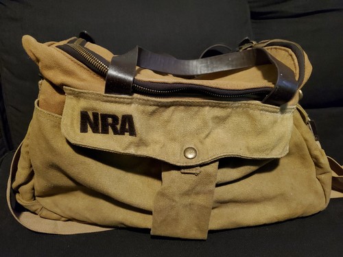 NRA Vintage Wax Canvas Duffle Bag Brown 16x9x7 | eBay