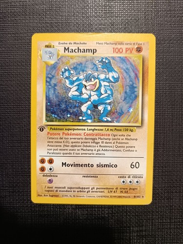 Pokemon Machamp 8/102 Set De Base Rare Holo Première Édition Wizards ...