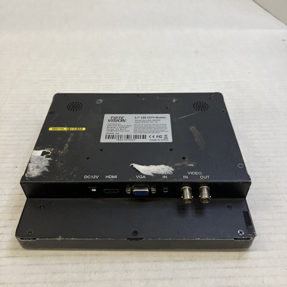 Tote Vision LED-1003HD 9.7" LED Backlit CcTVMonitor UNTESTED | eBay