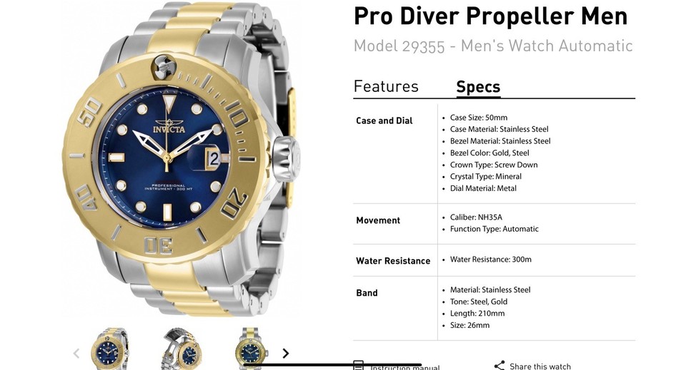 Invicta 29355 Pro Diver Propeller Men’s Watch Automatic Weight approx ...