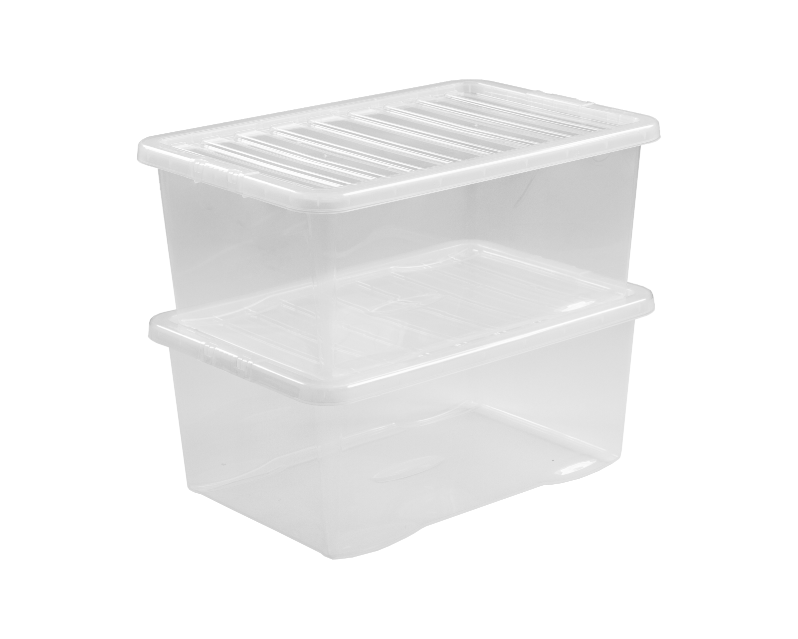 4L to 110L Storage Boxes With Lid Crystal Clear Plastic Stackable ...