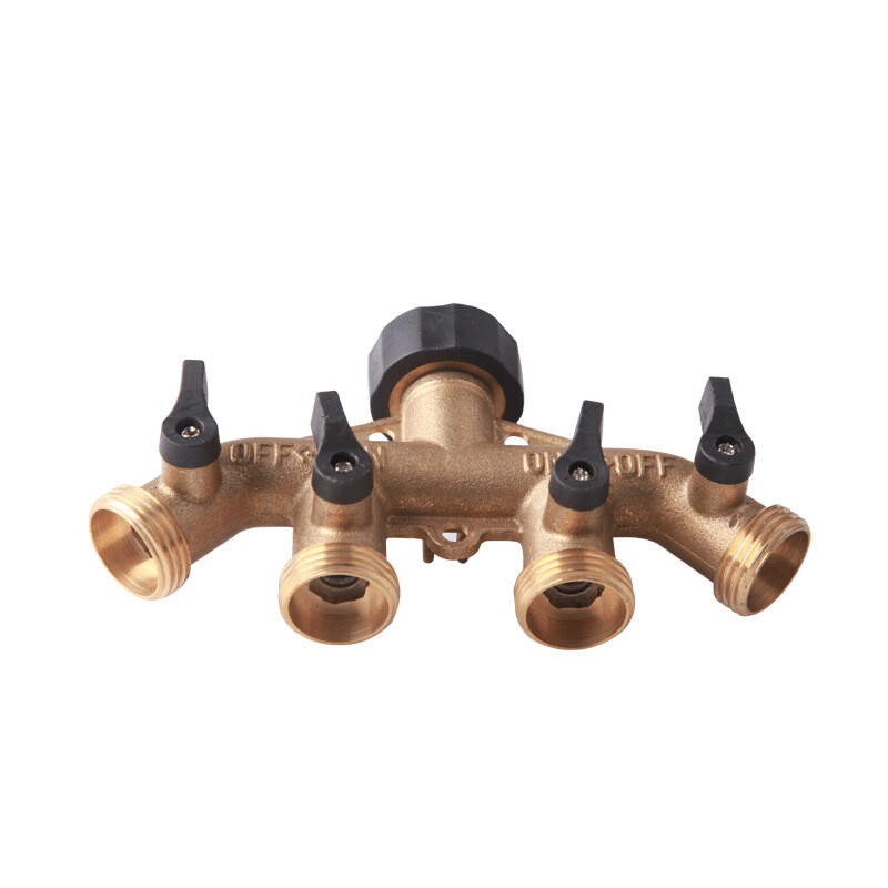 4 Way Heavy Duty Copper Garden Hose Splitter Valve Garden Tap Connector ...