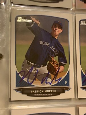 PATRICK MURPHY AUTOGRAPHED SIGNED 2013 BOWMAN CARD BLUE JAYS COA | eBay