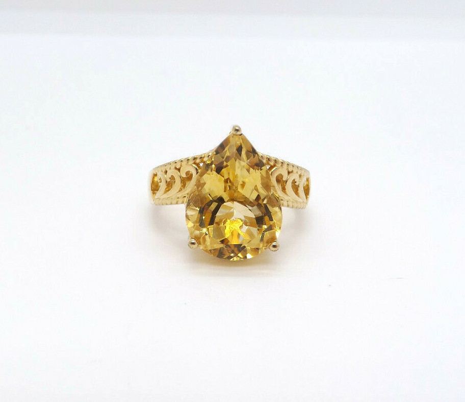 DK Sterling Silver Gold Overlay Teardrop Citrine Scroll Design ...