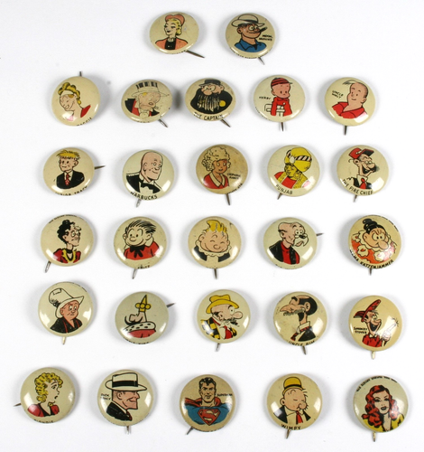 27 KELLOGG'S PEP PINBACK BUTTON COMIC CARTOON SUPERMAN DICK TRACY NO ...
