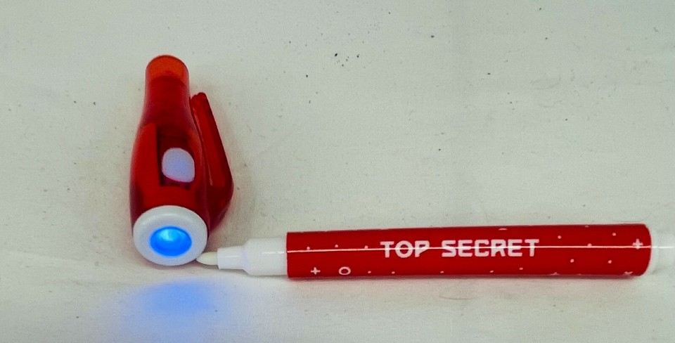 Invisible Ink Pen with UV Flashlight LED Black Light Reactive Secret ...