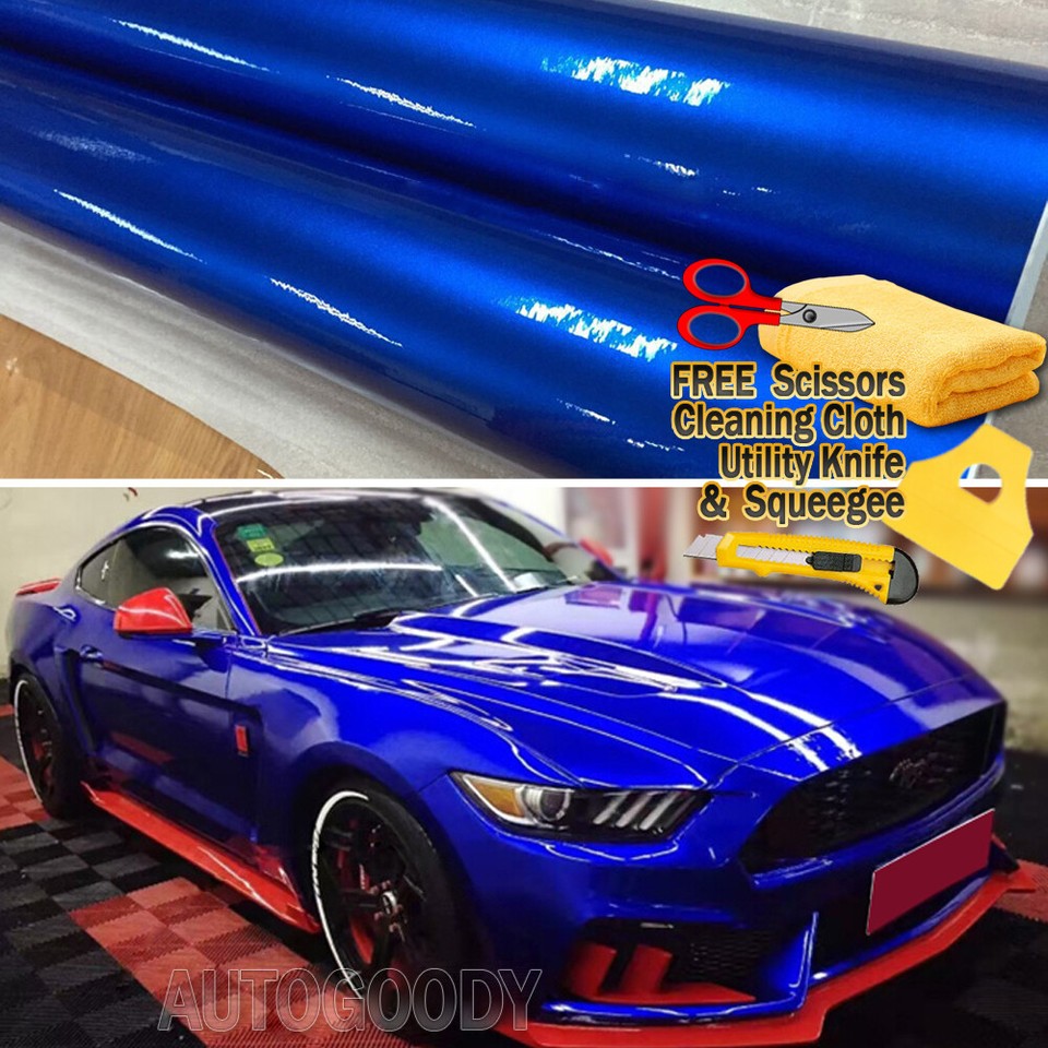 Premium Super Gloss Metallic Blue Vinyl Film Wrap Sticker Decal Air ...