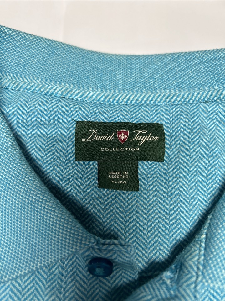 David Taylor Collection Teal Polo Golf Shirt XL Short Sleeve Button ...