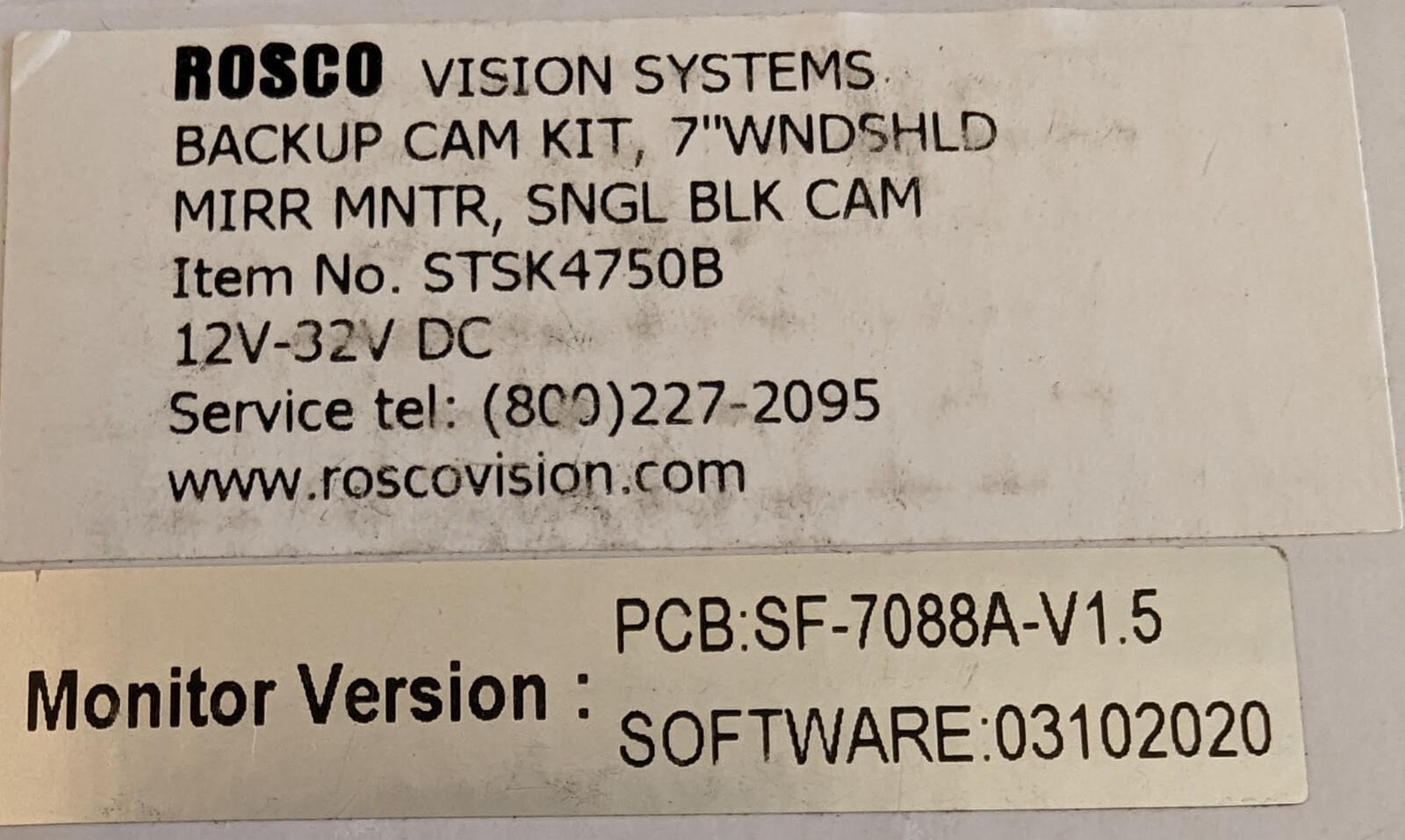 ROSCO VISION SYSTEMS STSK4750B 7" BACKUP MIRROR CAM KIT for sale online ...