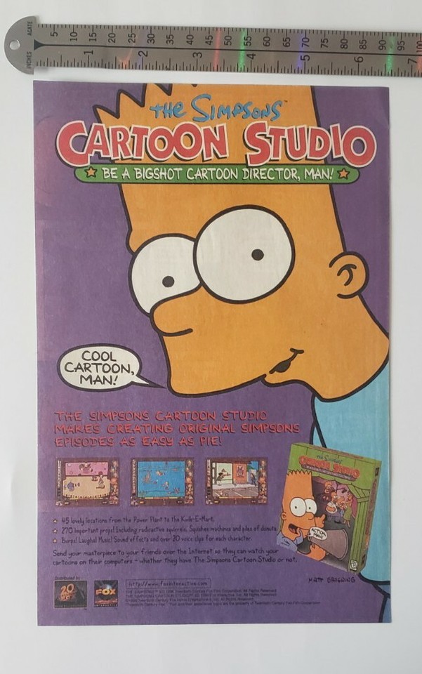 The Simpsons Cartoon Studio Video Game RARE Print Advertisement | eBay
