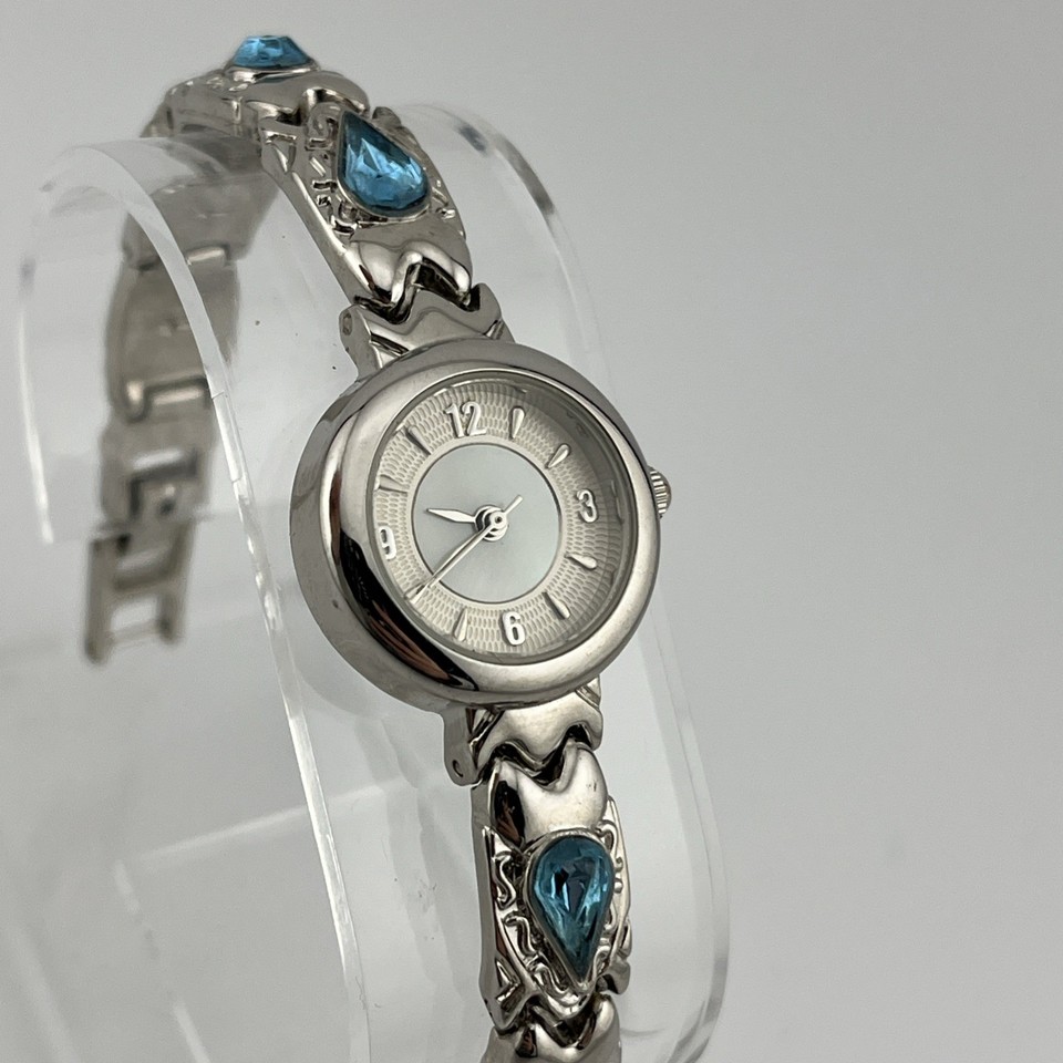 Christian Benet Watch Women 22mm Case MOP Dial Blue Gemstones- New ...