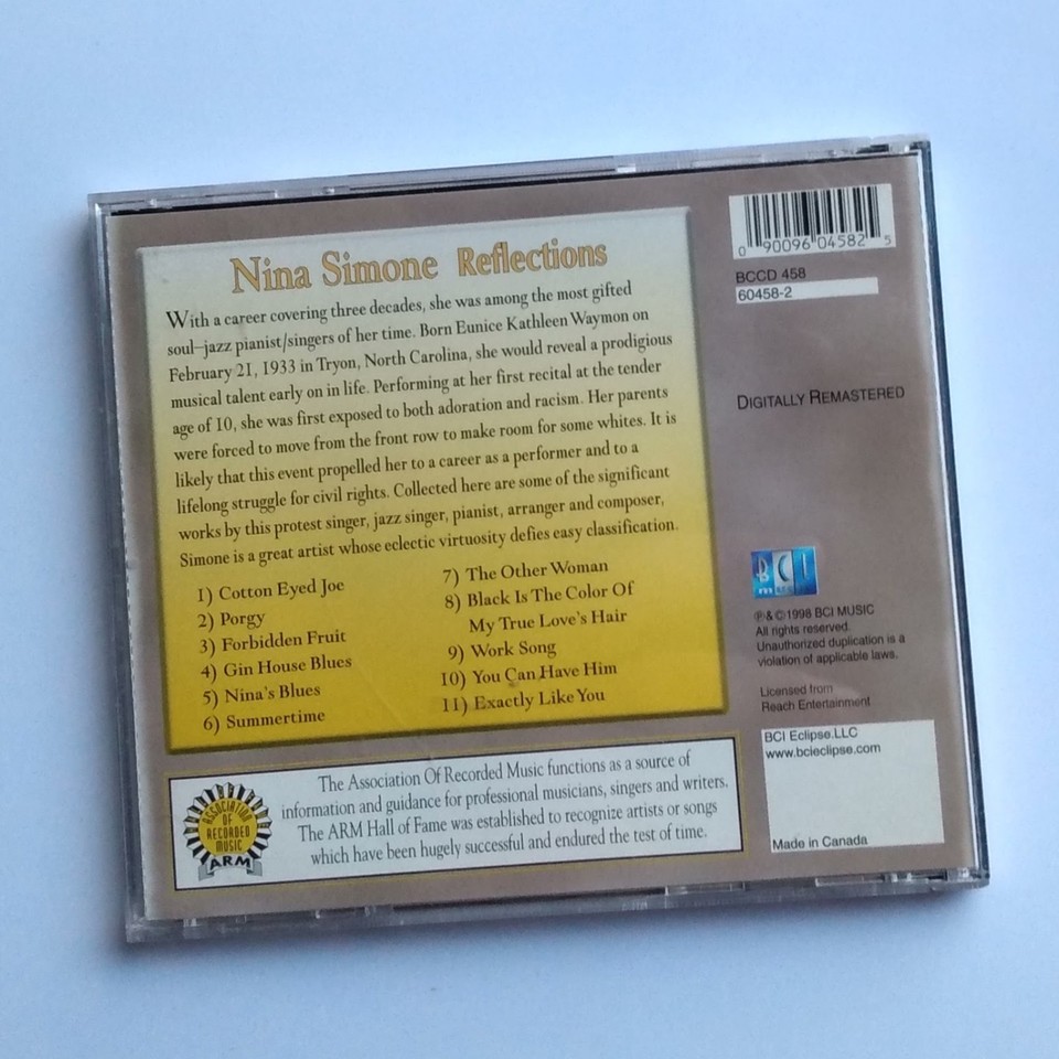 NINA SIMONE: Reflections CD Comp Porgy, Summertime, Cotton Eyed Joe ...