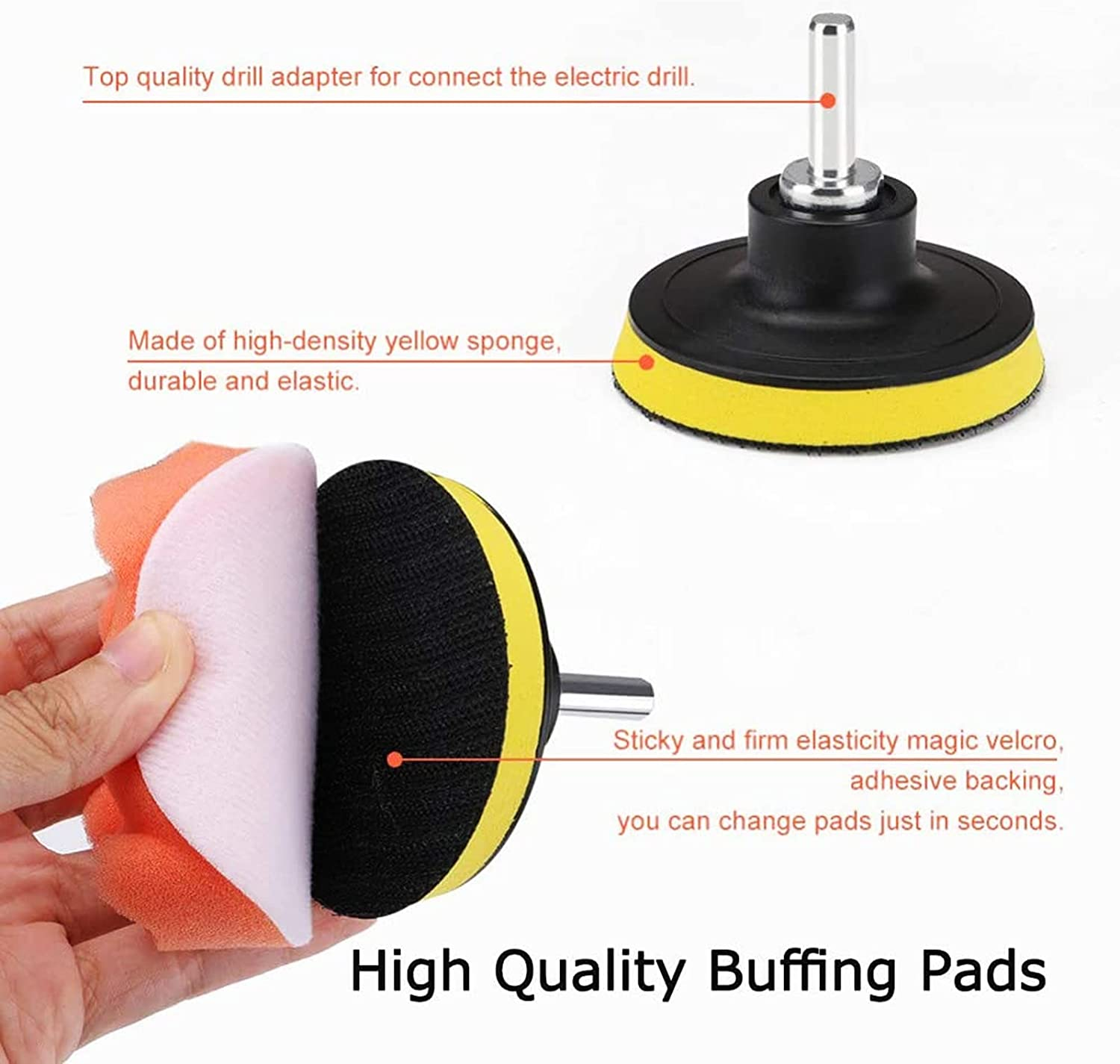 22Pcs 3 Inch 80Mm Car Foam Drill Polishing Pad Kit Buffing Sponge Pads ...