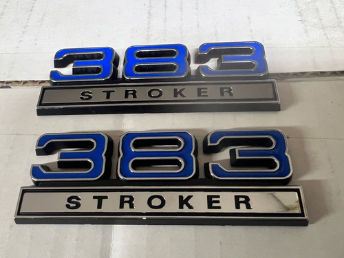 383 STROKER 6.2L 6.3L EMBLEM EMBLEMS SET OF 2PCS BLUE CHROME FITS DODGE ...