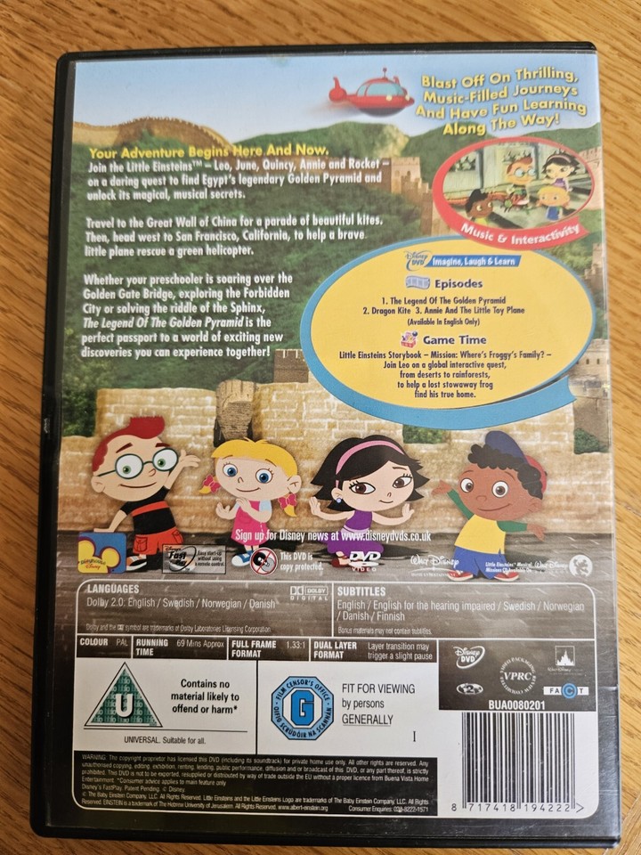 DISNEYS LITTLE EINSTEINS LEGEND OF THE GOLDEN PYRAMID DVD KIDS DISNEY ...