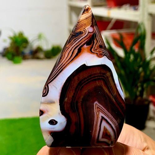 126G Natural red sardonyx striped agate crystal mineral teardrop shape ...