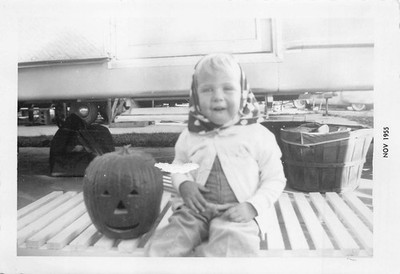 Vintage 1955 Cute Girl Halloween Jack-O-Lantern 1950s Photo Pumpkin ...
