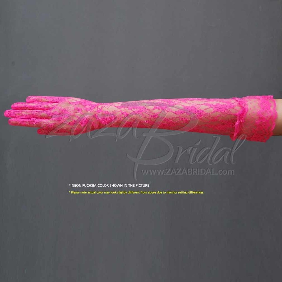 Flower Pattern Women's Lace Gloves with elastic Ruffle 12BL-Various ...