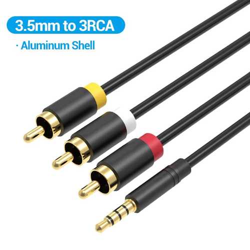 1.5m 4 Pole 3.5mm AUX to 3RCA Audio Video Cable AV Yellow/White/Red RCA ...
