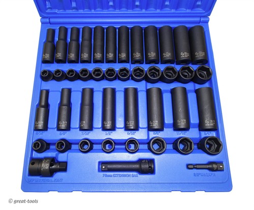 43-PC IMPACT SOCKET SET – Grey Pneumatic, 3/8” drive tools, mm sae deep ...