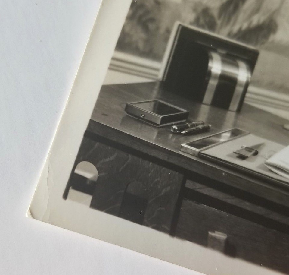 Vintage Snapshot Photos Still Life Desk With Lamp Cane Top Hat Gloves ...