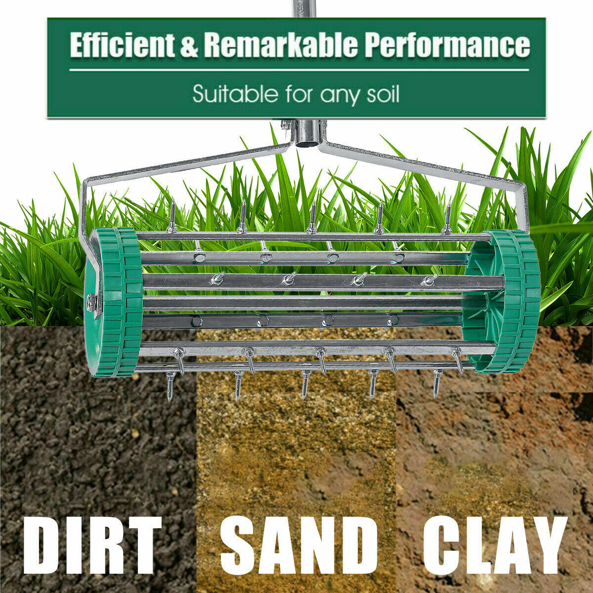 SAXON Rolling Lawn Scarifier Aerator Roller Spike Tool Rolling Garden ...