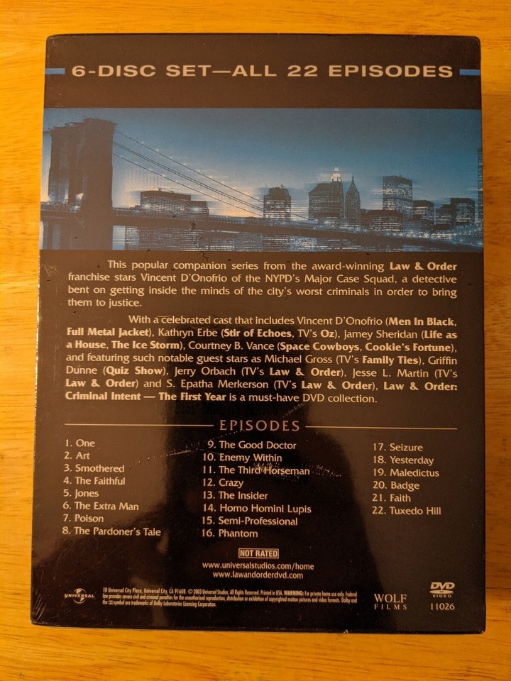 Law Order: Criminal Intent - The First Year (DVD, 2003, 6-Disc Set ...