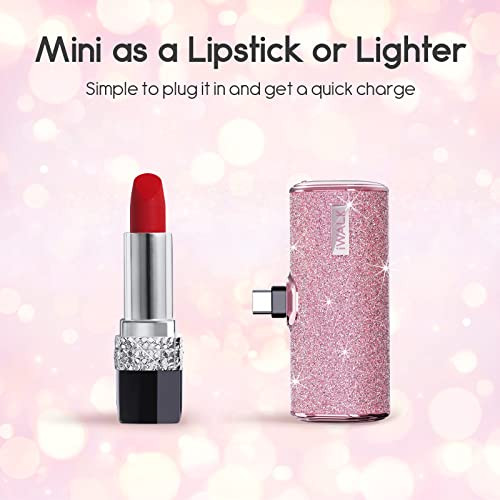 USB C Portable Charger, 4500mAh Ultra-Compact Small Power Bank, Sparkly ...