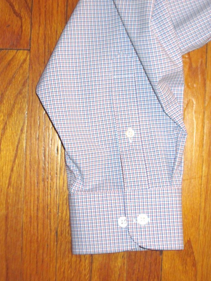 Michael Strahan Easy Care Red/White/Blue Check Dress Shirt 2XL-18.5-34/ ...