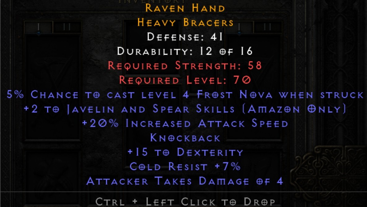 D2r crafted gloves kb gloves 2java skills 20ias kb 15dex --non ladder ...