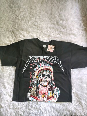Kanye West Yeezus Native American Indian Skull Cropped Top Tour Shirt ...