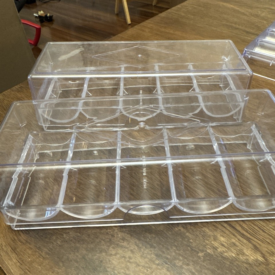 100-Piece Clear Acrylic Poker Chip Rack w Lid. 100ct Poker Chip Tray ...