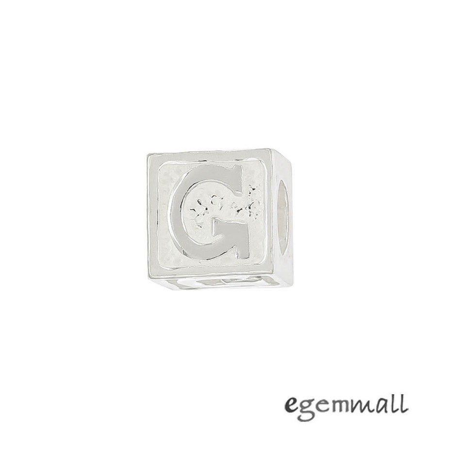 1 Sterling Silver Alphabet Initial Letter Cube Charm Bead Fit European ...