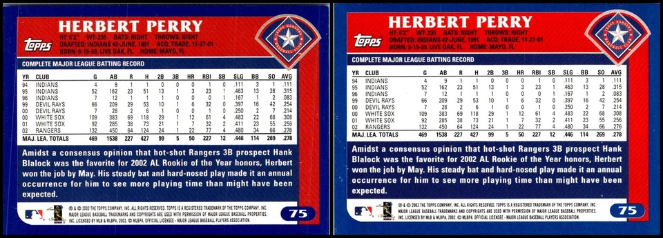 Topps Herbert Perry (2) Card Lot - ONLY MINUTES LEFT – THIS IS YOUR ...