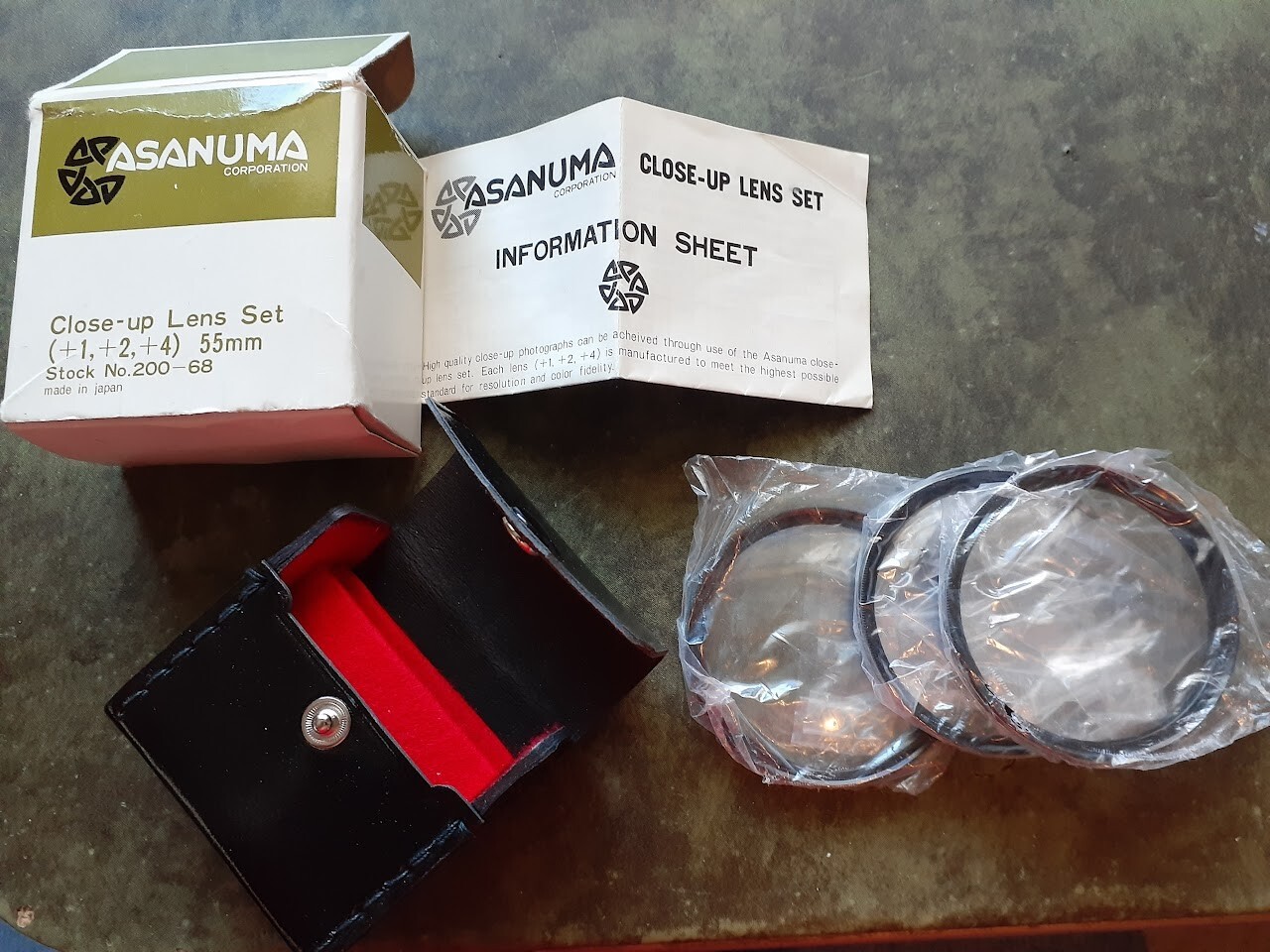 55mm Close-Up Set Filter Close up lens Asanuma (+1,+2,+4) with case New ...