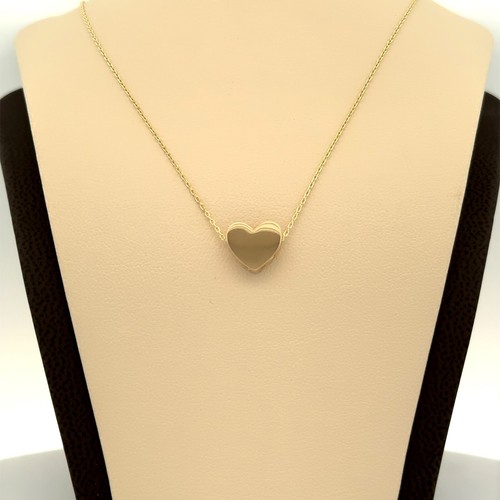 14k Solid Gold Heart Necklace - Romantic, Loving, Heart Charm Pendant ...