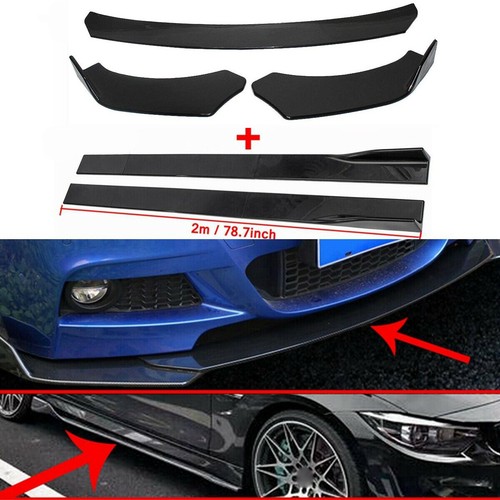 Universal Car Front Bumper Lip Spoiler Chin Splitter + Side Skirt ...