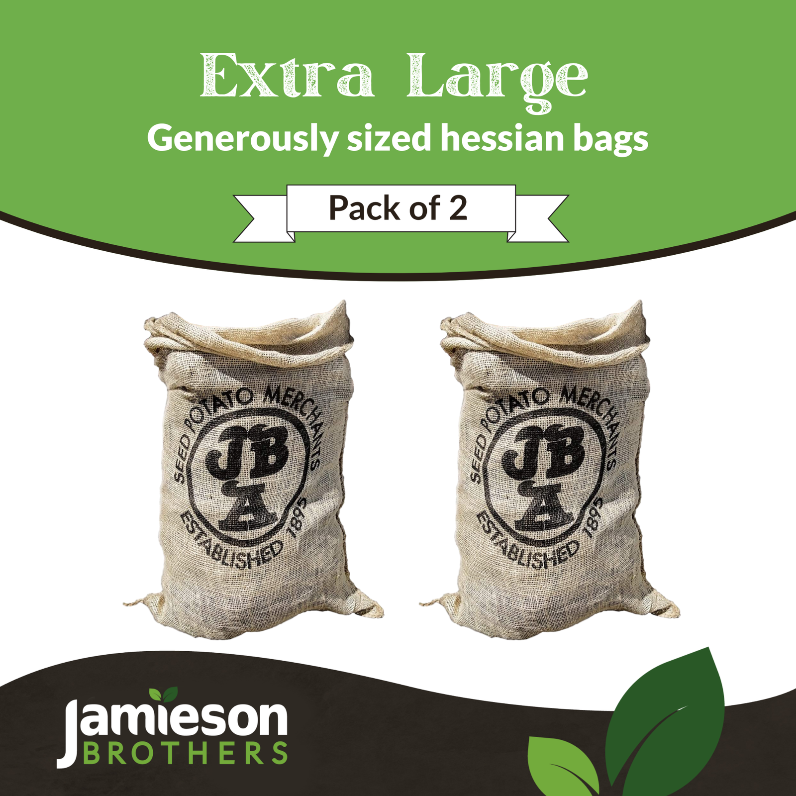 Hessian Jute Sacks Large Pack of 2 - for storing potatoes by Jamieson ...
