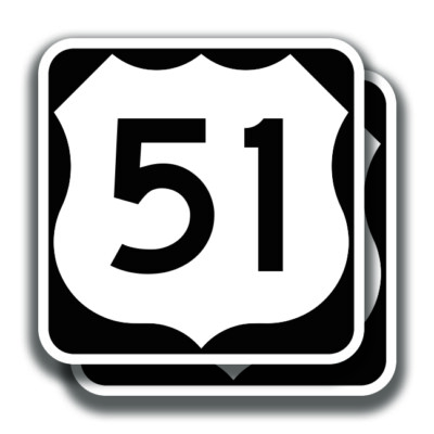 U.S. ROUTE 51 DECAL 2 Stickers Road Sign Bogo Highway Car Truck Bumper ...