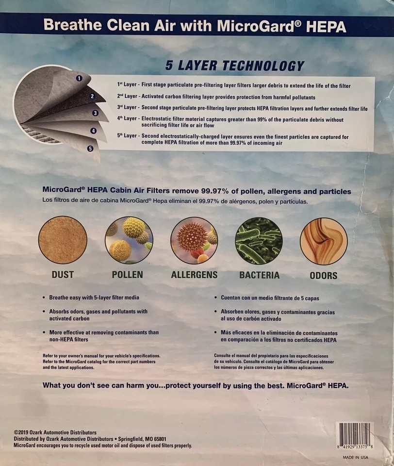 Microgard Hepa Premium Cabin Air Filter 4025HP - Made In USA | eBay